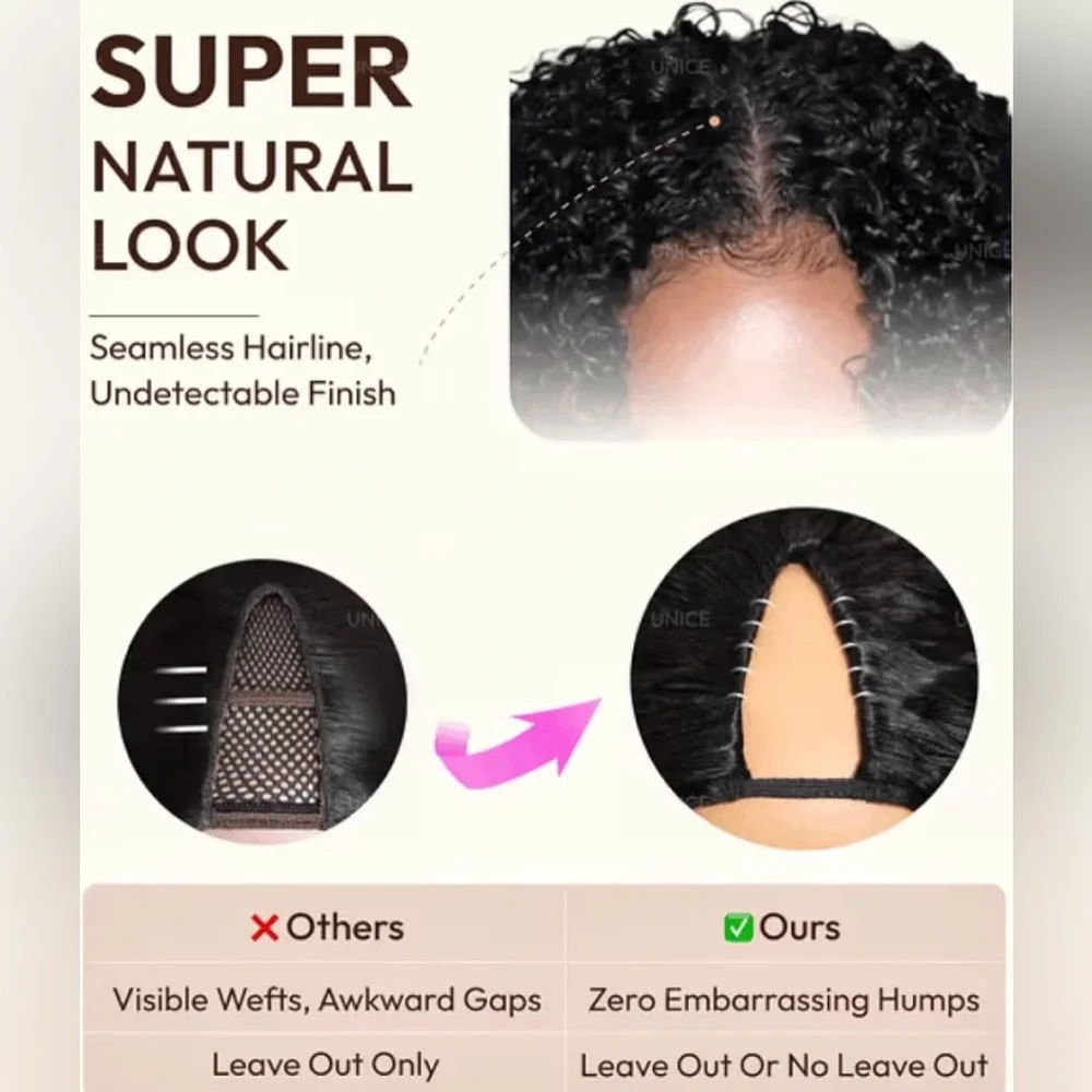 Hair | Unice Human Hair Burmese Curly Invisiblend 18 Inch V Part Wig ...